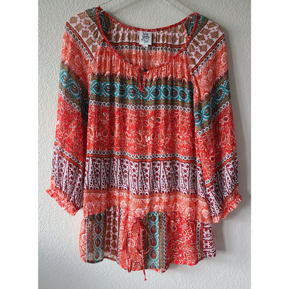 ivy jane | Tops | Ivy Jane Tunic Top Medium Paisley Keyhole Bead Orange ...